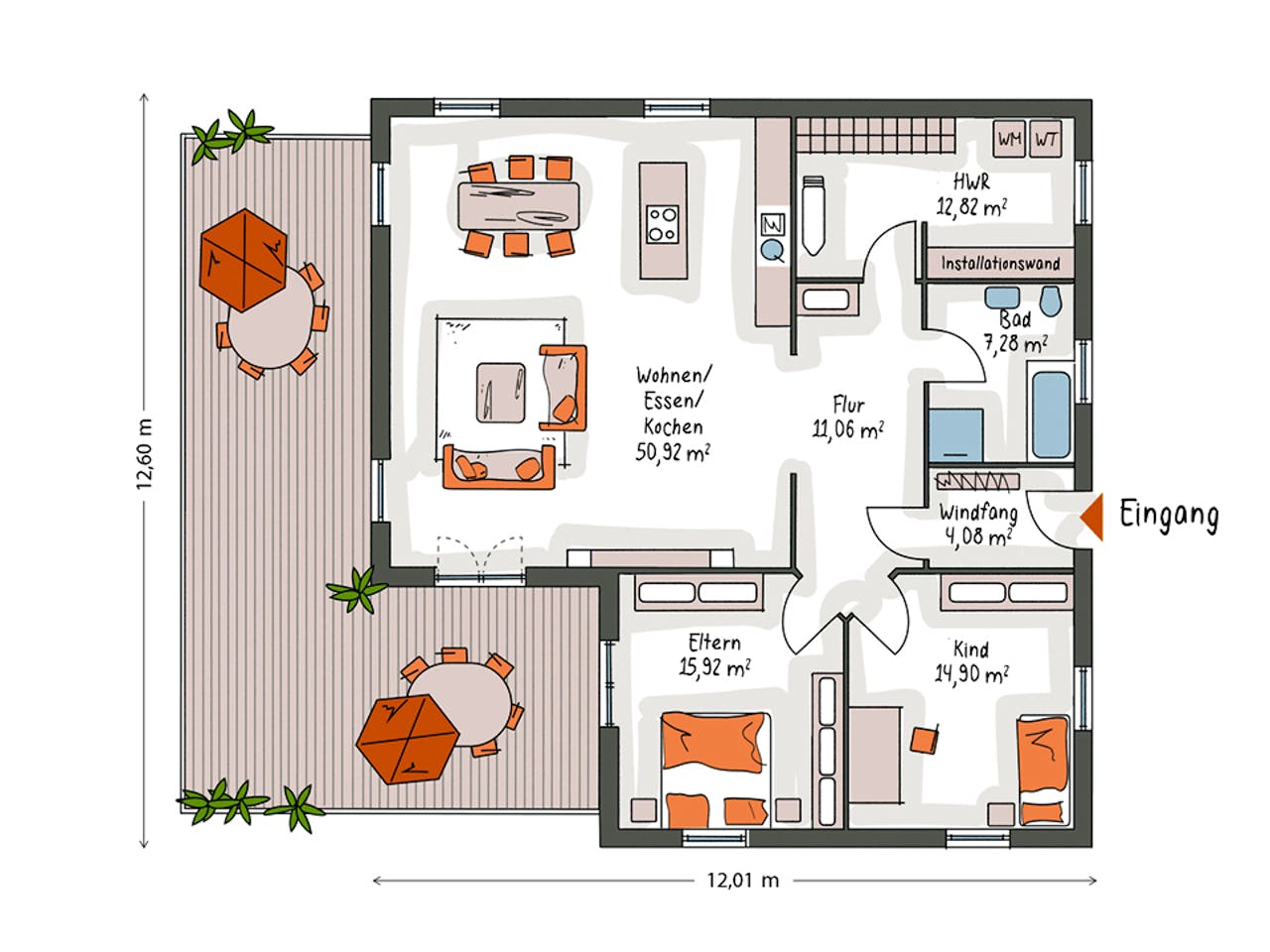 ICON Winkelbungalow Einfamilienhaus von Dennert Massivhaus